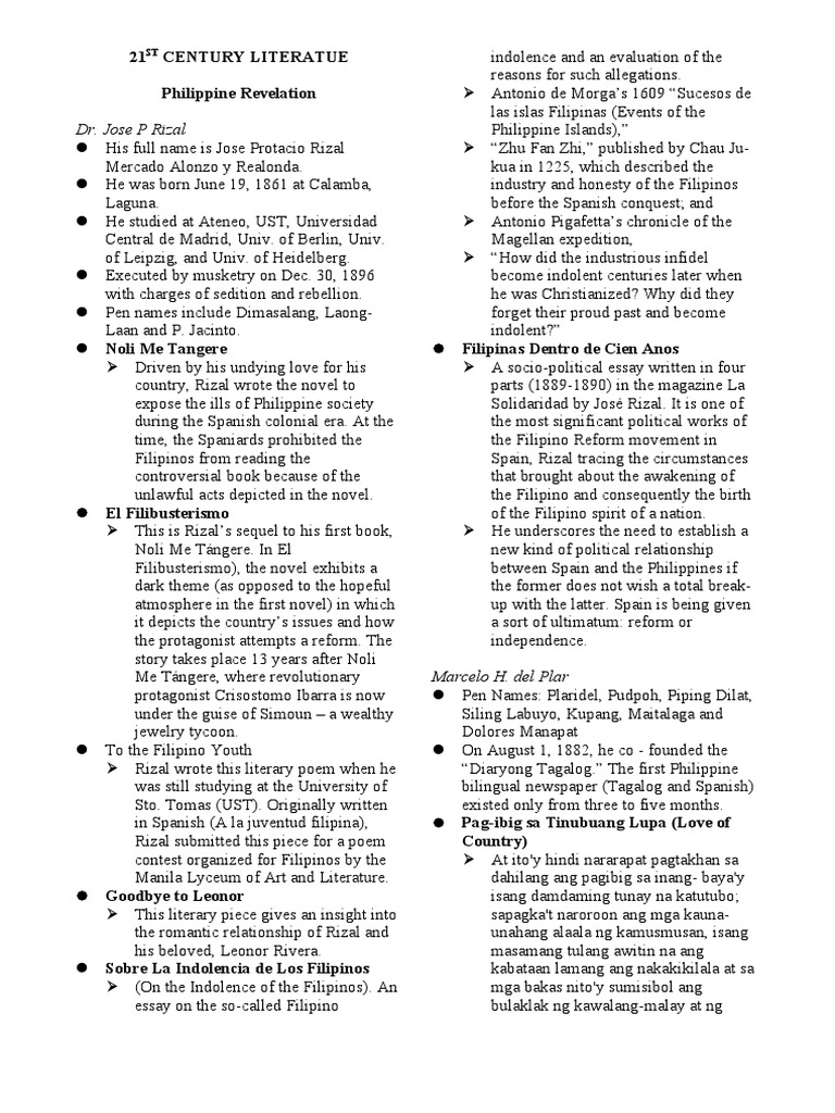 Rizal, Del Pilar and Other Philippine Reformists: A Summary of Their ...