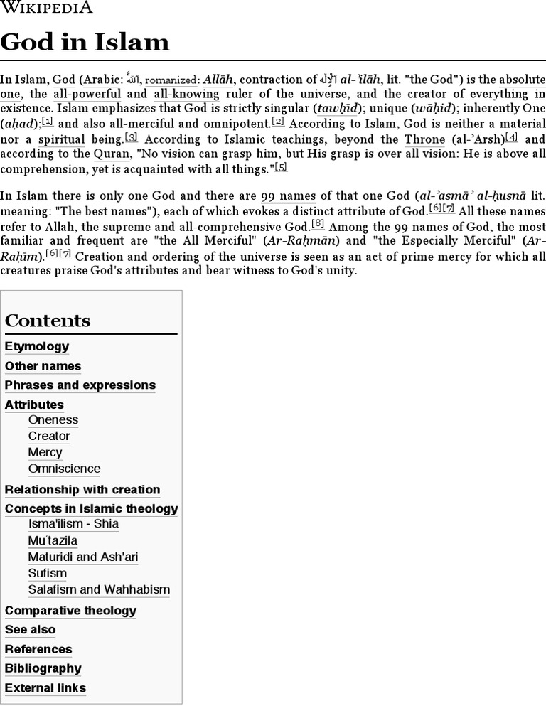 God in Islam - Wikipedia | PDF | God In Islam | Abrahamic Religions