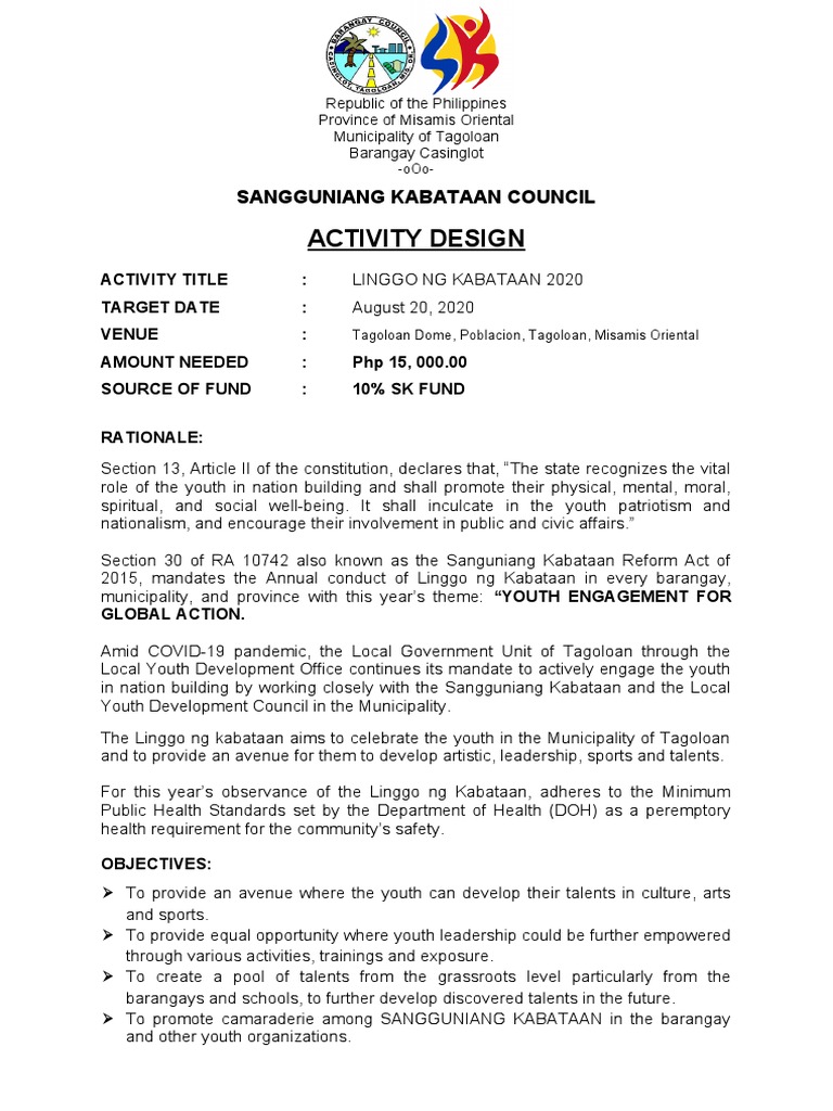 LINGGO NG KABATAAN Activity Design | PDF | Government | Public Sphere