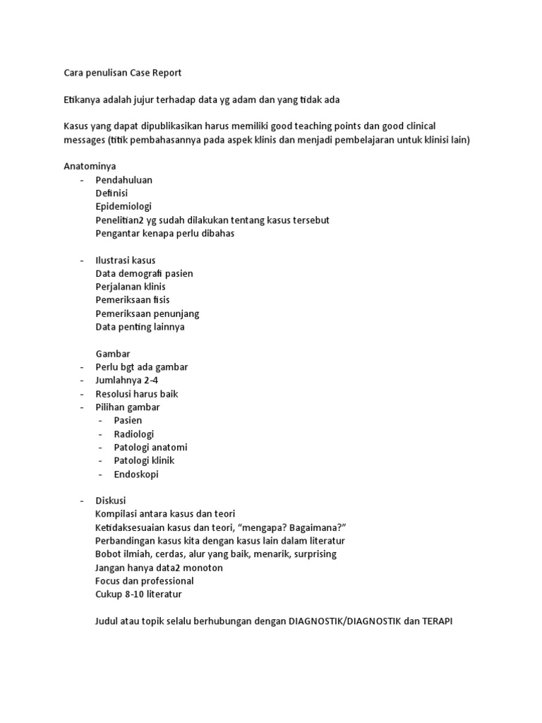 Cara Penulisan Case Report | PDF