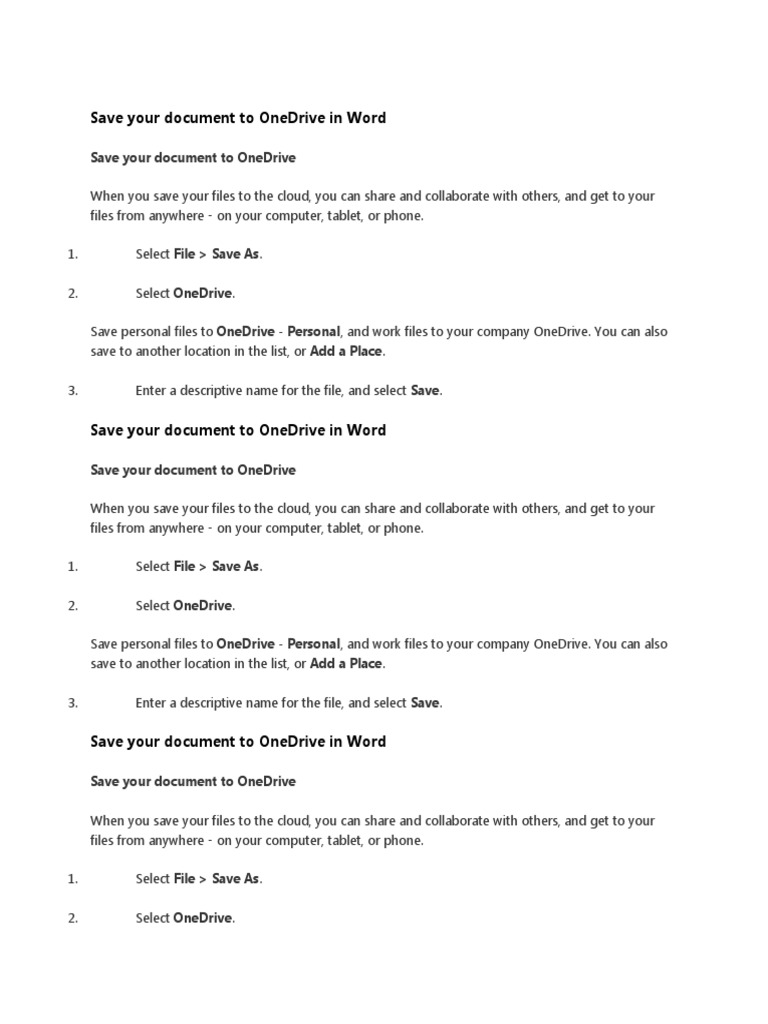 Save Documents to OneDrive in Word | PDF
