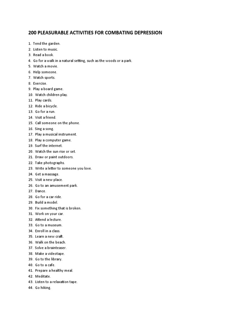 200 Pleasurable Activities | PDF | Leisure