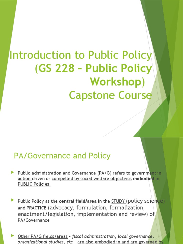 Introduction To Public Policy (GS 228 - Public Policy Capstone Course ...