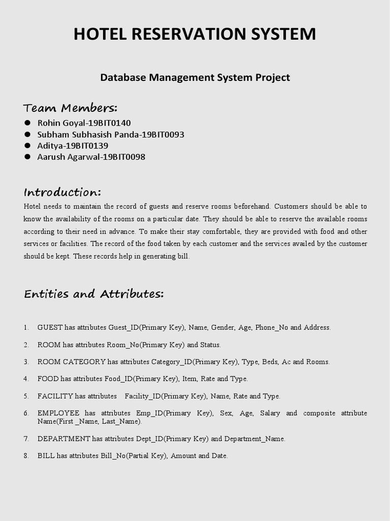 Hotel Reservation System-Final | PDF | Databases | Business
