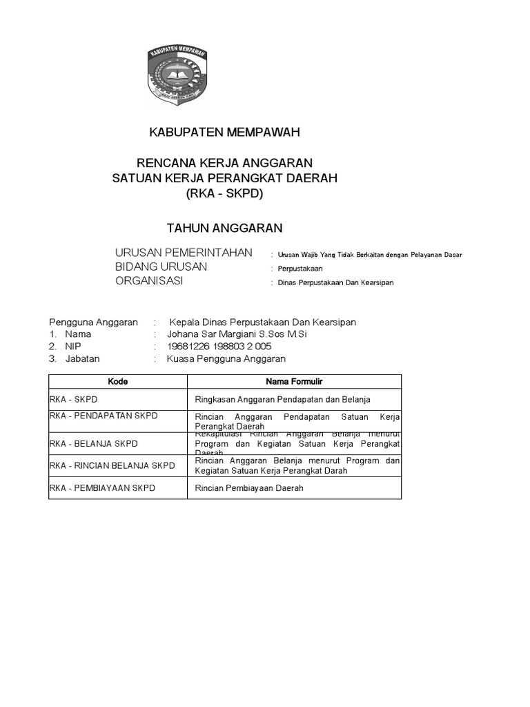 ZZZ - Format Rka - SKPD - 2021 | PDF