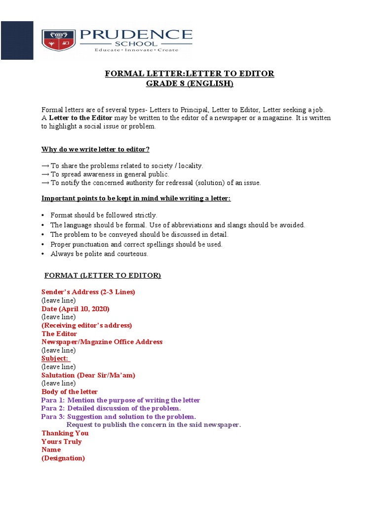 Writing a Letter to the Editor | PDF | Communication