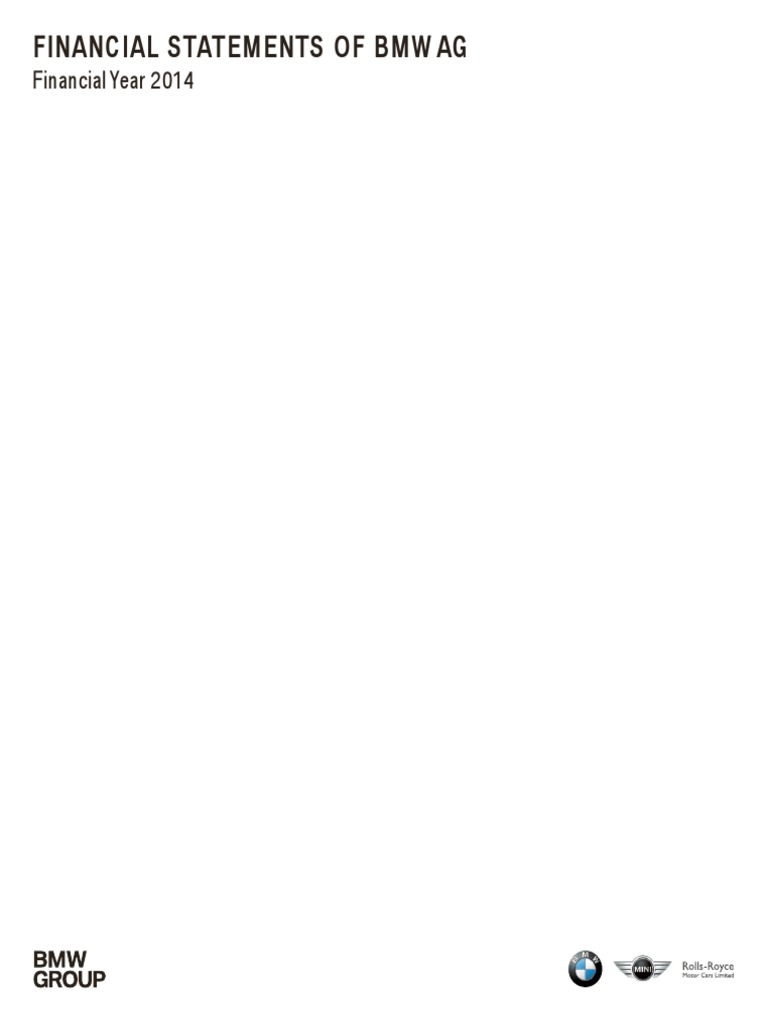 Financial Statements of BMW Ag | PDF | Depreciation | Expense