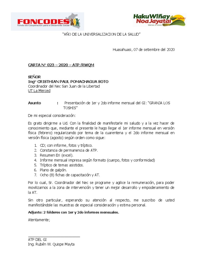 Carta de Informes | PDF