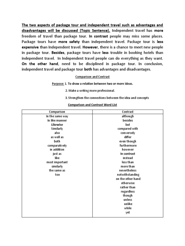 Comparison and Contrast Word List | PDF | Psychological Concepts ...