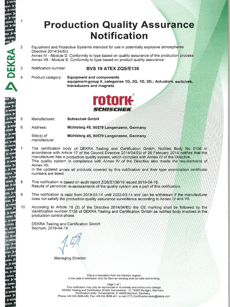 BVS 19 ATEX ZQS E136 - en PDF | PDF