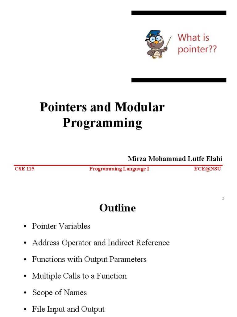 Pointers and Modular Programming: Mirza Mohammad Lutfe Elahi | PDF | Pointer (Computer ...