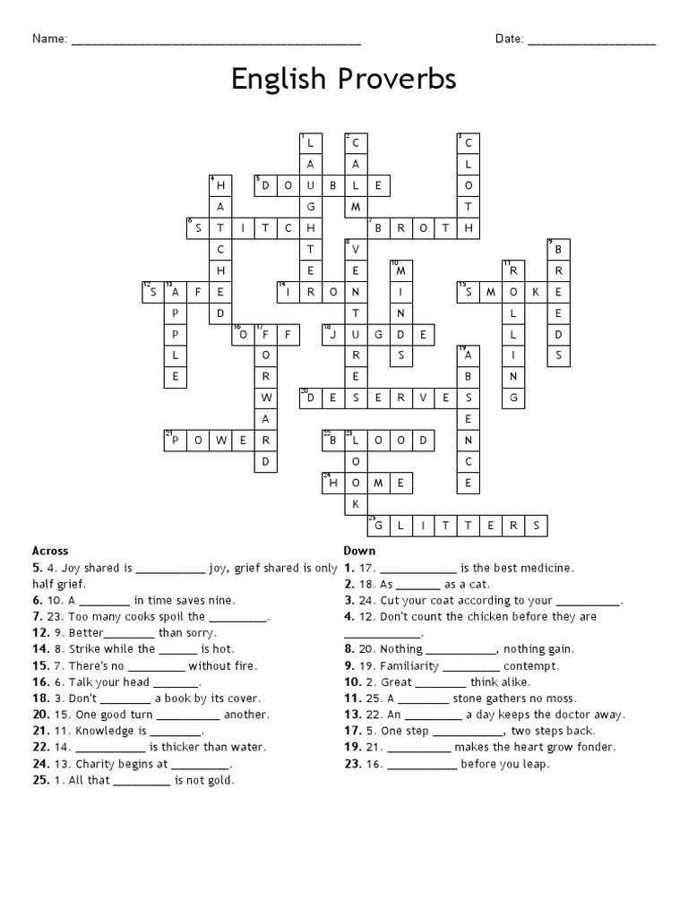 English Proverbs - WordMint - Answer Key | PDF