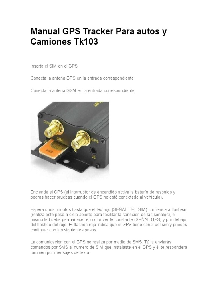 Manual GPS Tracker para Autos y Camiones Tk103 | PDF | Sistema de ...