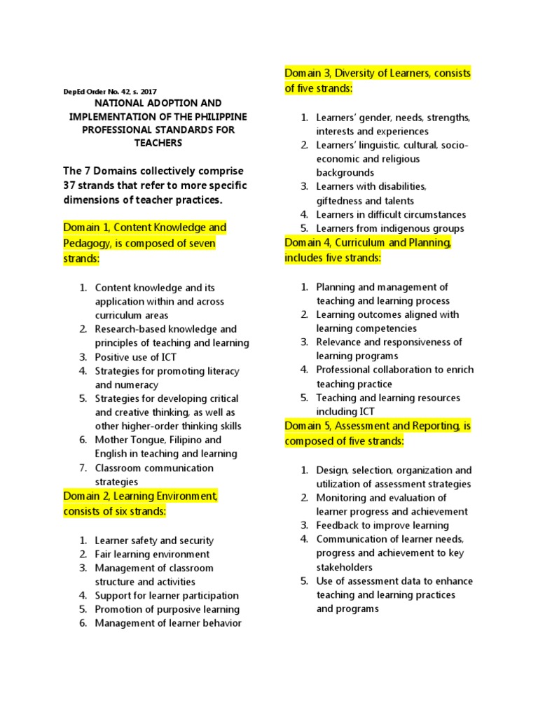 The 7 Domains Collectively Comprise 37 Strands That Refer To More ...