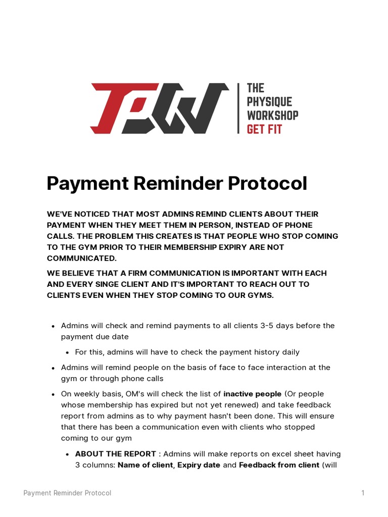 Payment Reminder Protocol | PDF