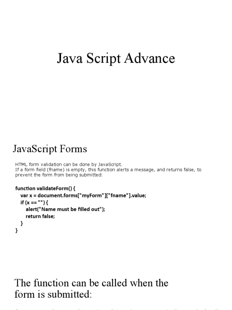 Java Script Advance | PDF | Document Object Model | Html
