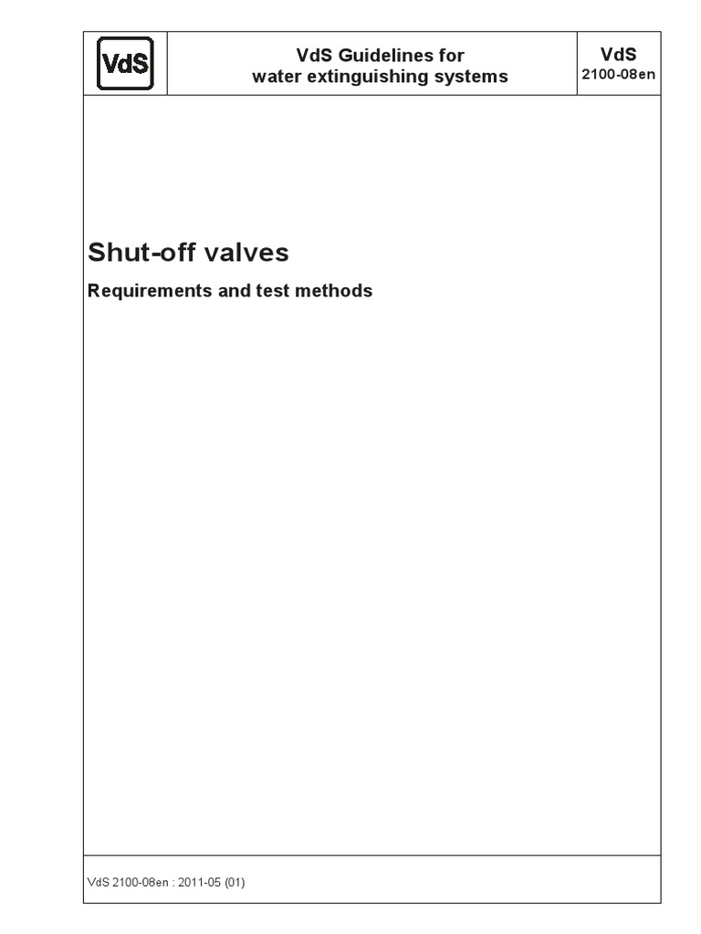 Shut-Off Valves: Vds Guidelines For Water Extinguishing Systems Vds ...