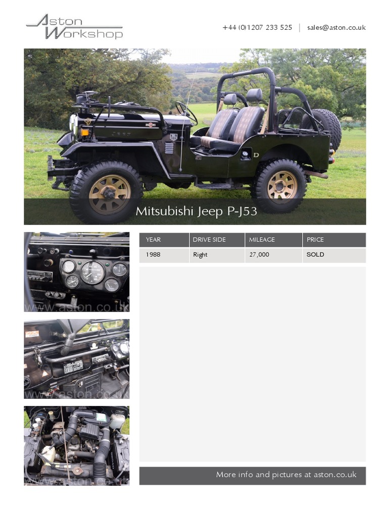 Mitsubishi Jeep P-J53: +44 (0) 1207 233 525 Sales@aston - Co.uk | PDF