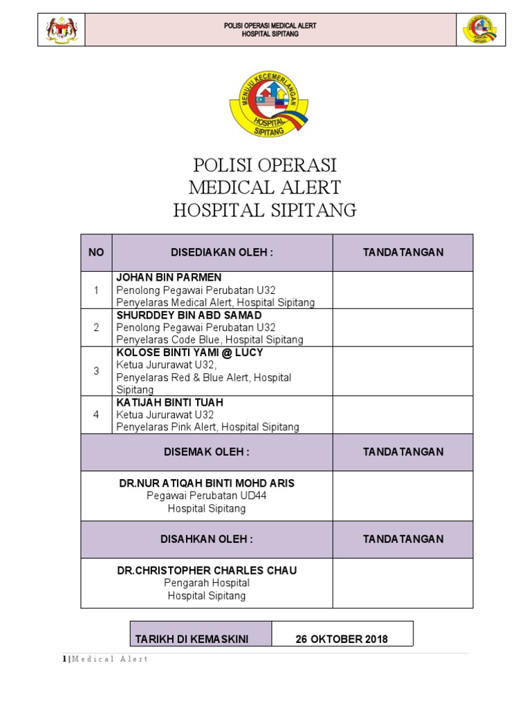 Polisi Operasi Medical Alert Hospital Sipitang | PDF