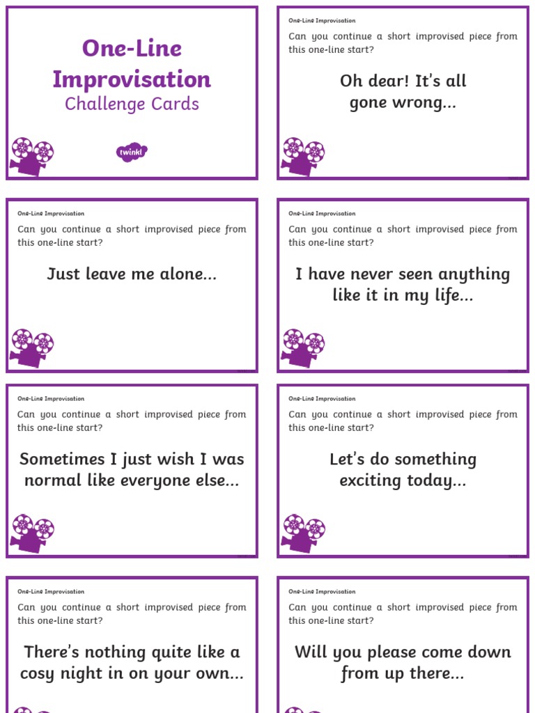 Drama Oneline Improvisation Challenge Cards | PDF