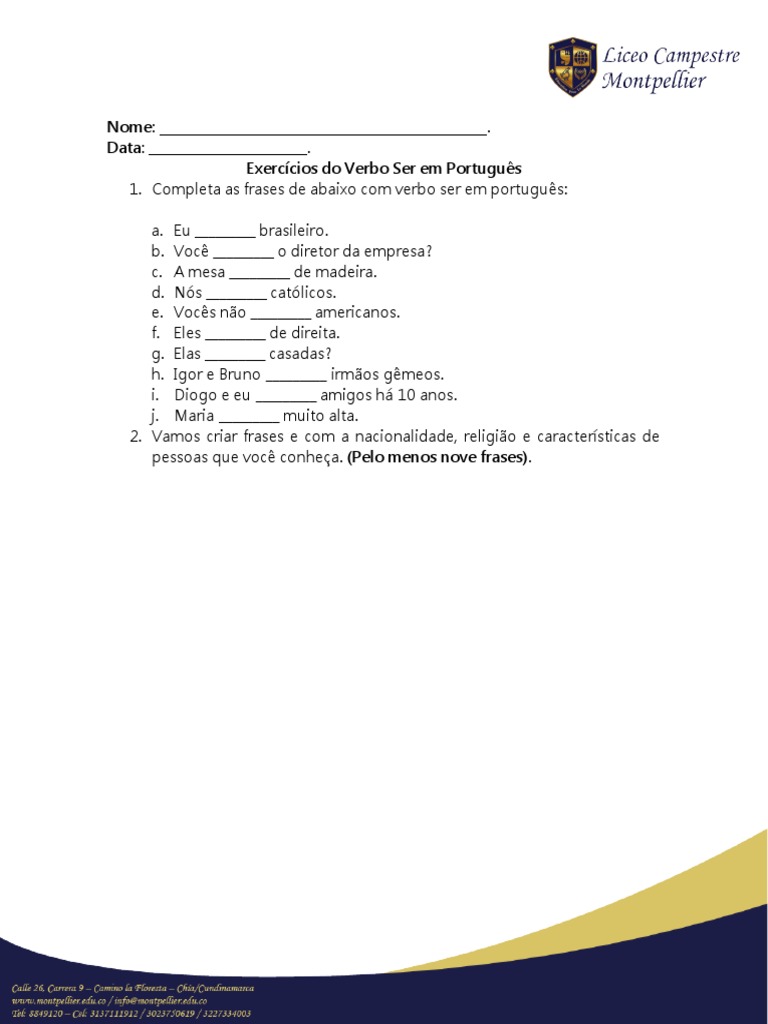 Verbo Ser Em Portugues – Verbo Ser Portugues – IOGK