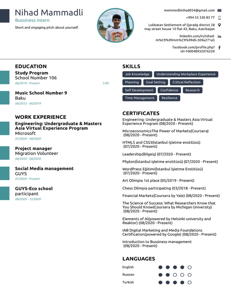 Nihad Mammadli: Education Skills | PDF | Behavior Modification | Learning