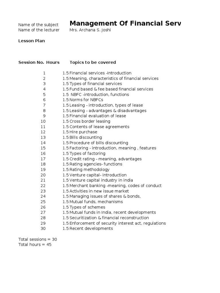 Lesson Plan | PDF | Non Bank Financial Institution | Banks
