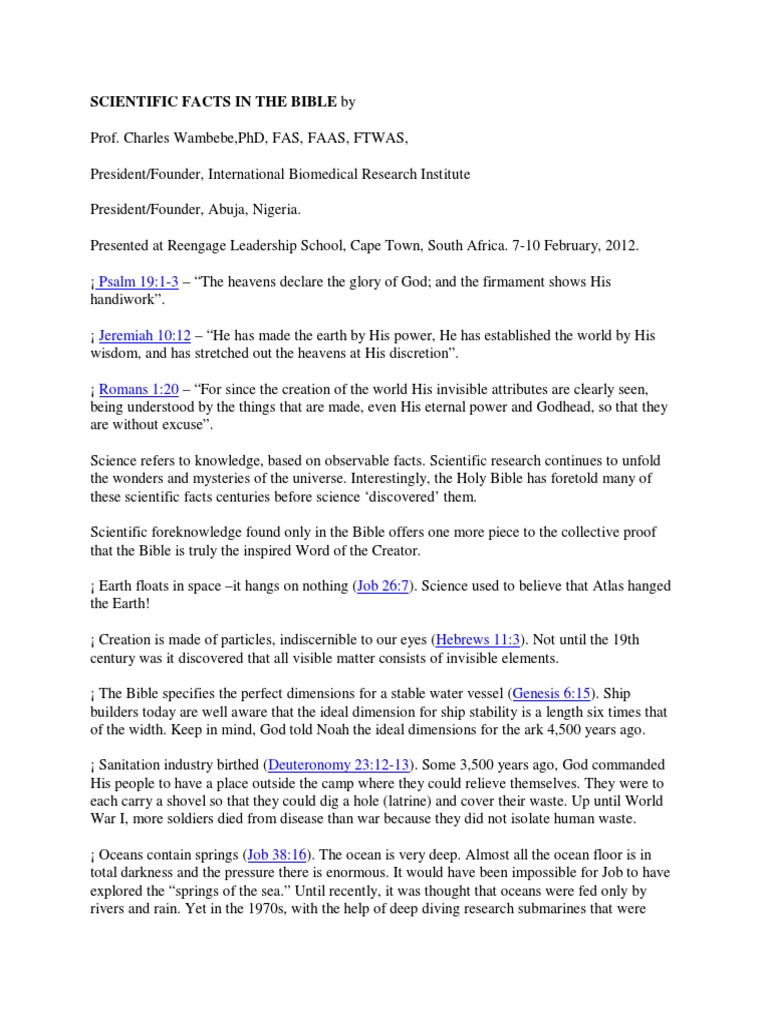 Scientific Facts in The Bible | PDF | Eternal Life (Christianity ...