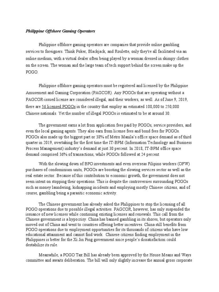 Philippine Offshore Gaming Operators | PDF | Philippines | China