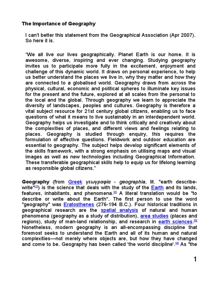 The Importance of Geography | PDF | Geography | Geographic Information ...