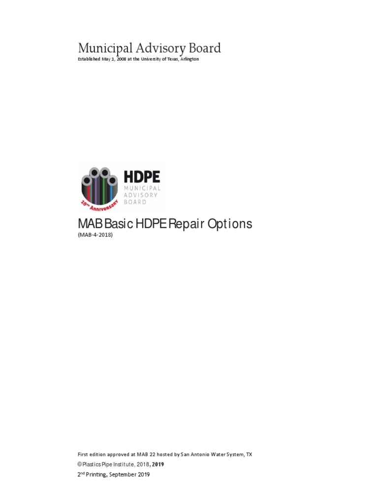 Mab Basic Hdpe Repair Options Mab4 PDF | PDF | Pipe (Fluid Conveyance ...
