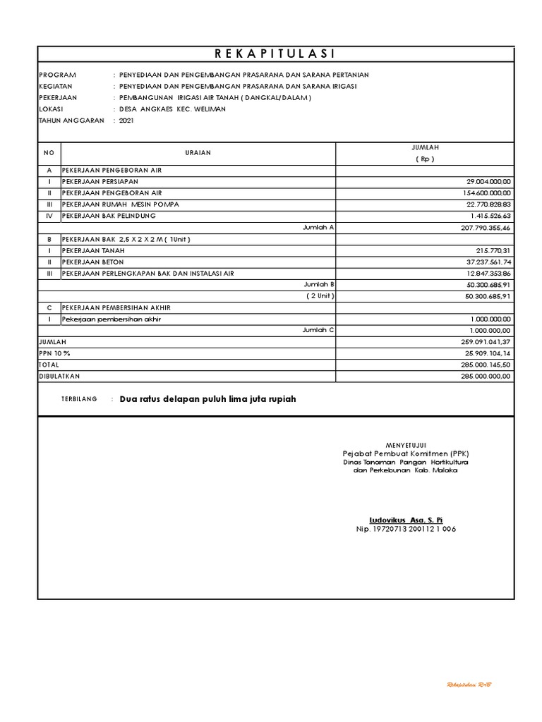 Rab Irigasi Air Tanah Desa Angkaes | PDF