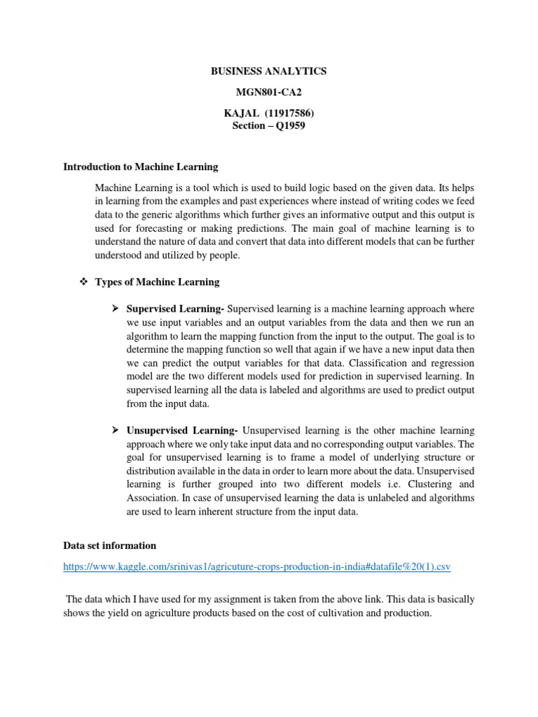 BUSINESS ANALYTICS Assignment | PDF