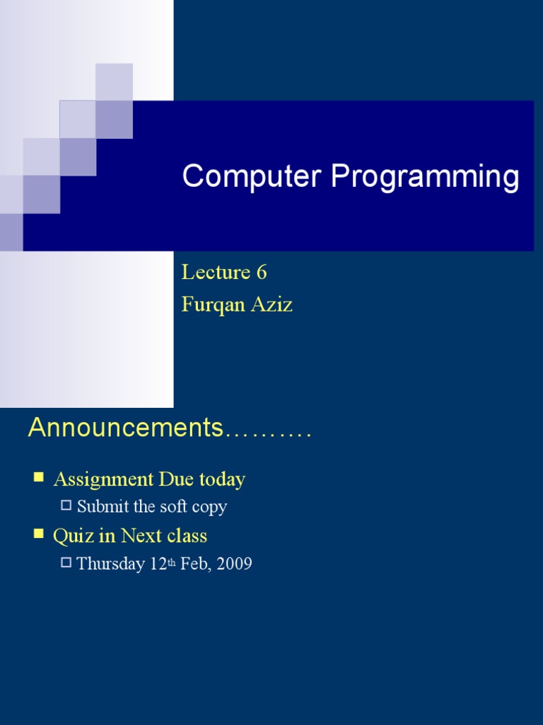 Computer Programming: Furqan Aziz | Download Free PDF | Parameter ...