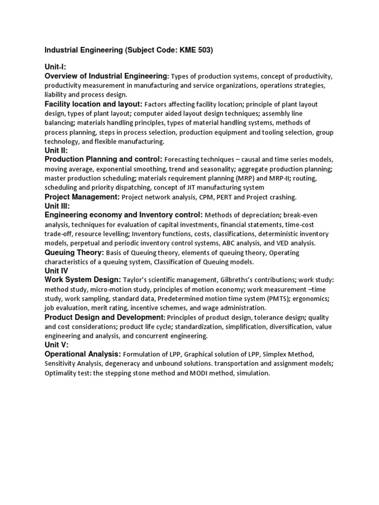 Industrial Engineering | PDF | Computers | Technology & Engineering