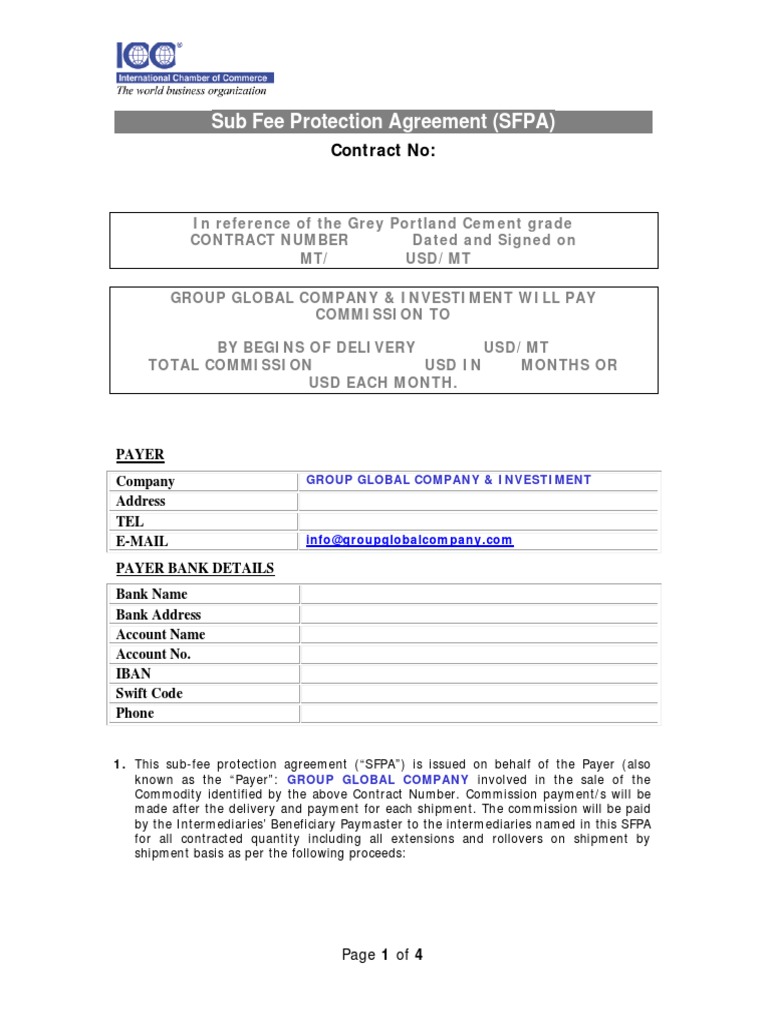 SAMPLE-SFPA-GGC Sub Fee Agreement | PDF | Financial Transaction | Payments