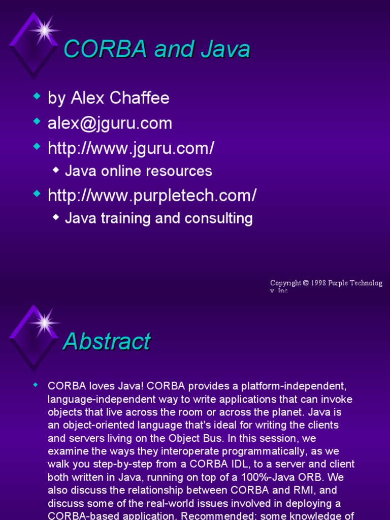 Corba And Java Pdf Common Object Request Broker Architecture Object Computer Science