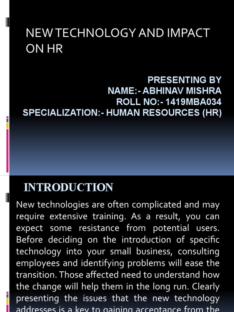 New Technology and Impact On HR | PDF | Business