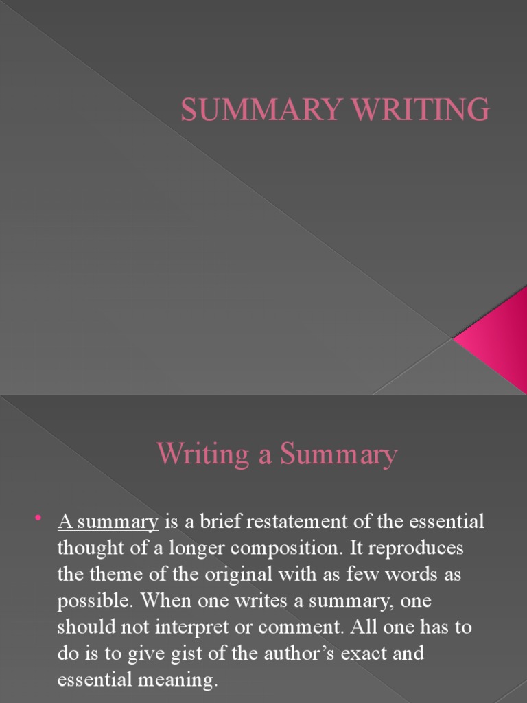 Essentials of Summary Writing | PDF | Sentence (Linguistics) | Phrase