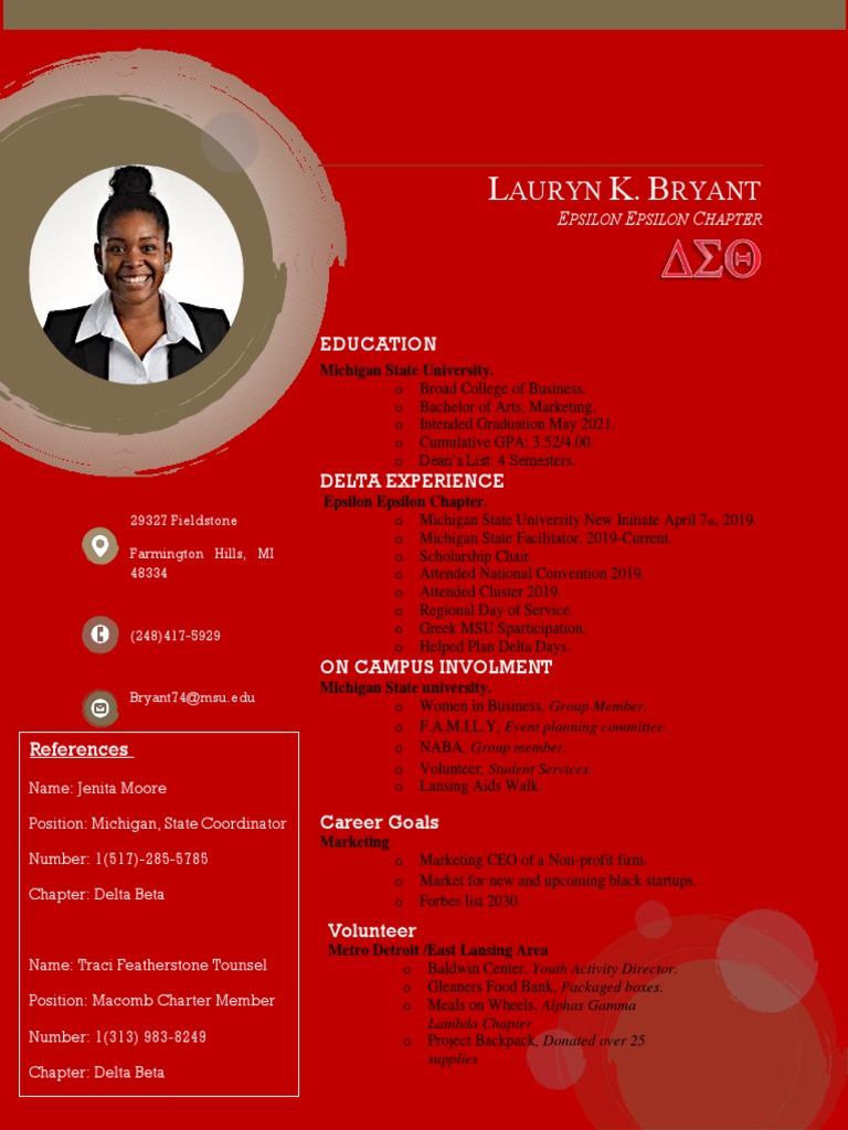 Delta Resume Final | PDF | Michigan State University | Foods