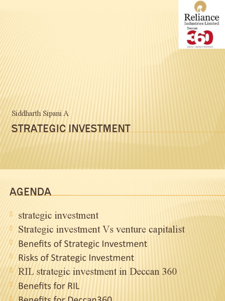 Strategic Investment: Siddharth Sipani A | PDF | Investing | Venture ...