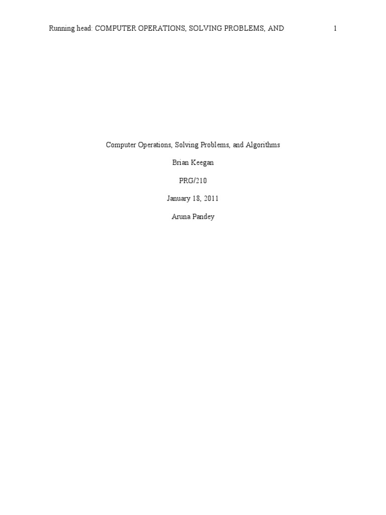Running Head Computer Operations Solving Problems And 1 Pdf Algorithms Parsing 