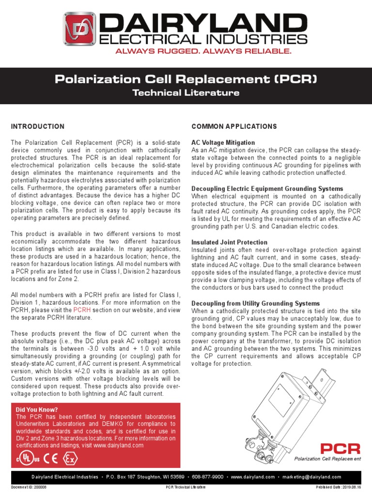 Polarization Cell Replacement (PCR) : Technical Literature | PDF ...