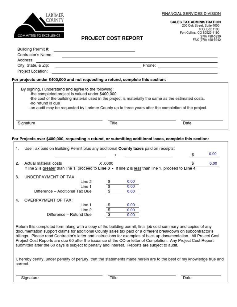 Project Cost Report Form Guide | PDF | Taxes | Government Finances