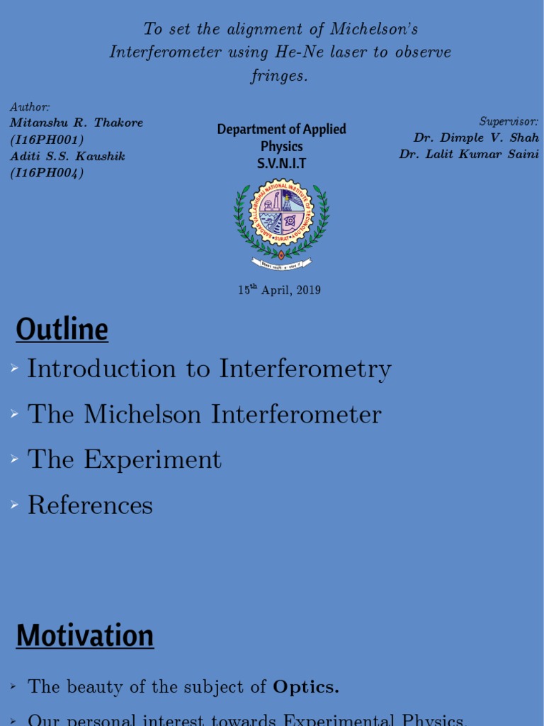 Michelson Interferometer Alignment | PDF | Interferometry | Electrodynamics