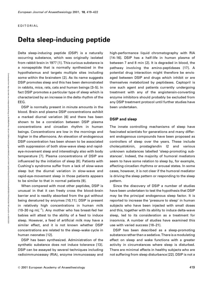 Delta Sleep Inducing Peptide.1 | PDF | Sleep | Adrenocorticotropic Hormone