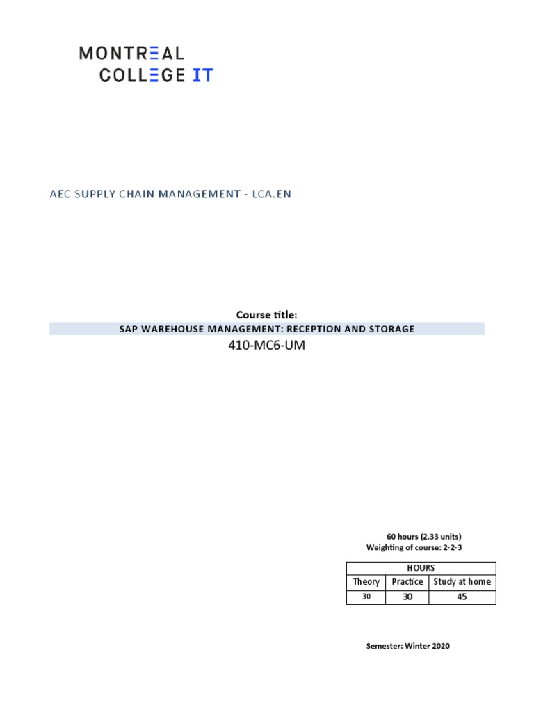 Aec Supply Chain Management - Lca - En: 410-MC6-UM | PDF | Logistics ...