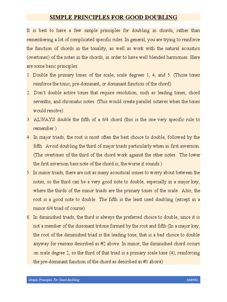 SOME SIMPLE PRINCIPLES of Doubling | PDF | Chord (Music) | Musical Scales
