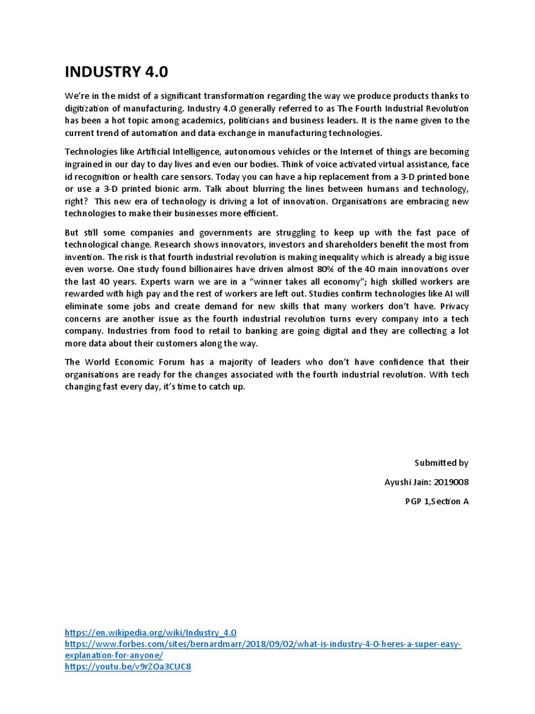 Industry 4.0: Explanation-For-Anyone | PDF | Artificial Intelligence ...