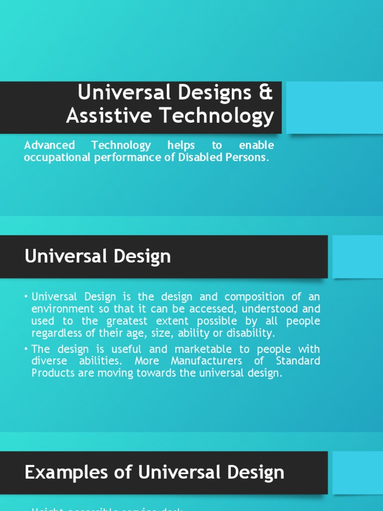 Universal Designs & Assistive Technology | PDF | Rehabilitation Act Of ...